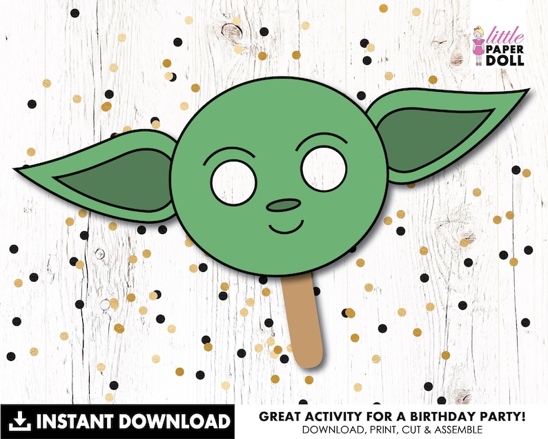 Star Wars INSTANT DOWNLOAD Paper Yoda Face Masks, Star Wars Kids Craft ...