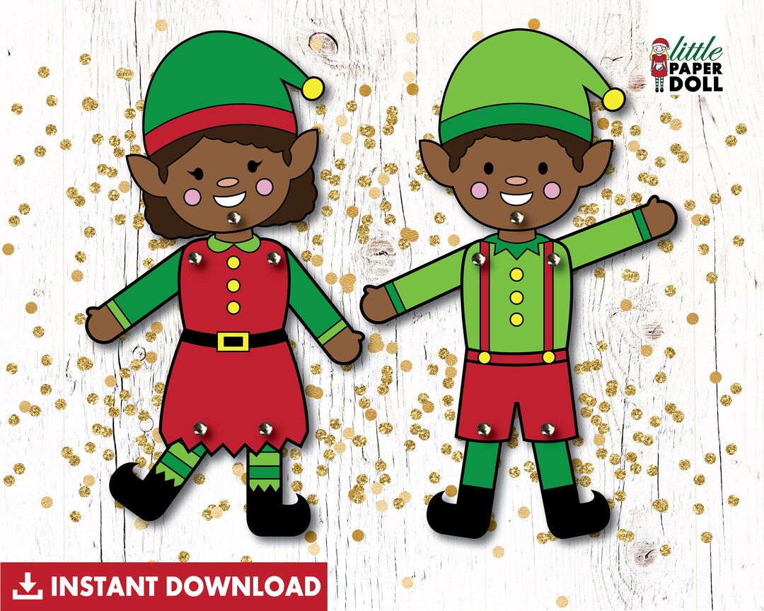 Elf Paper Dolls INSTANT DOWNLOAD Elf Paper Puppets Elf - Etsy