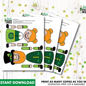 Leprechaun Man and Lady Paper Dolls, Instant Download Printable Puppets ...