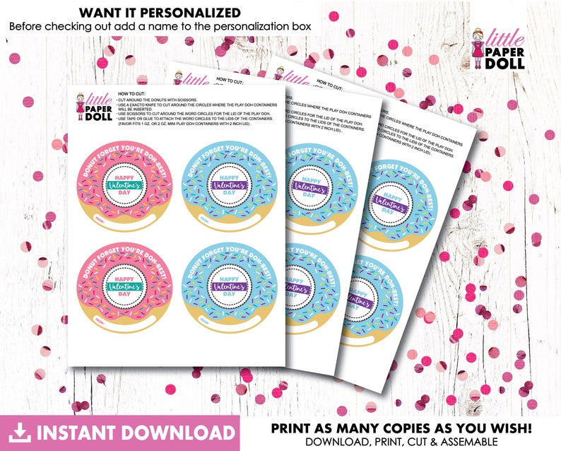 Donut Forget You're Doh-best! INSTANT DOWNLOAD Happy Valentine's Day ...
