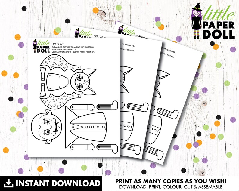 Halloween Paper Dolls INSTANT DOWNLOAD Printable DIY | Etsy