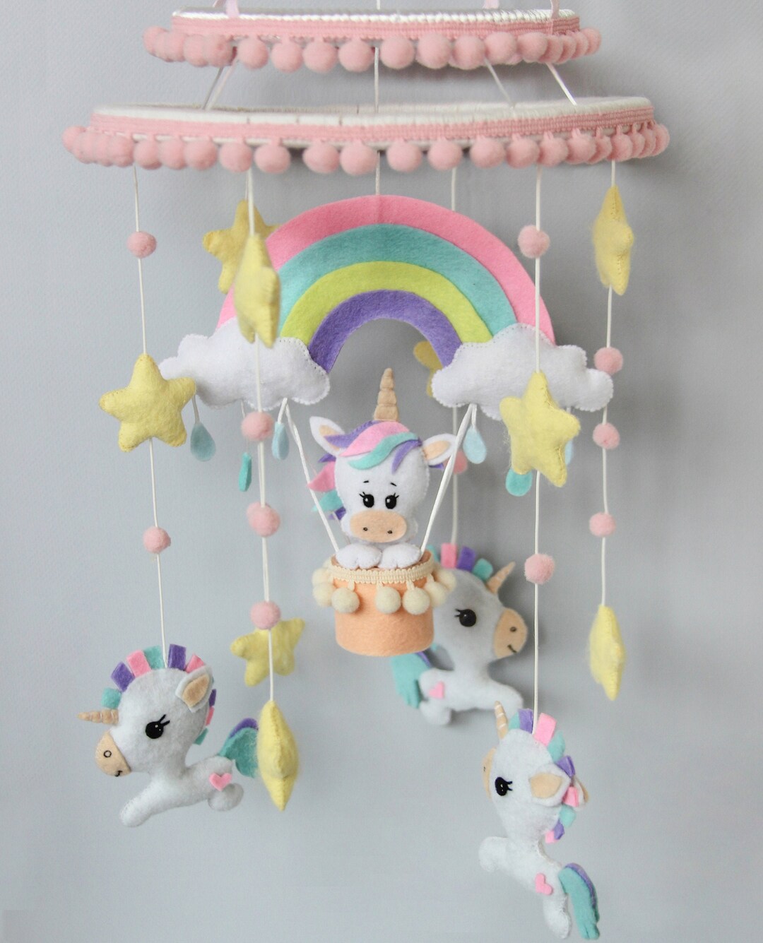 Baby Mobile With Unicorns for Girl - Mobile Nursery - Nursery Mobile - Etsy