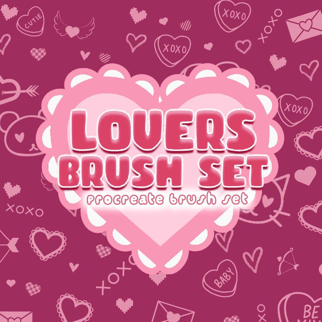 Hearts Brush Set | Procreate Love Brush Set | Candy Hearts | Cupids Bow ...