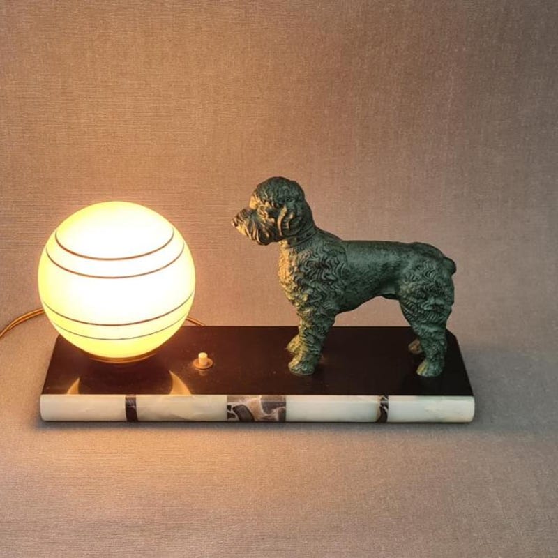 Marble and Spelter Lamp - Etsy