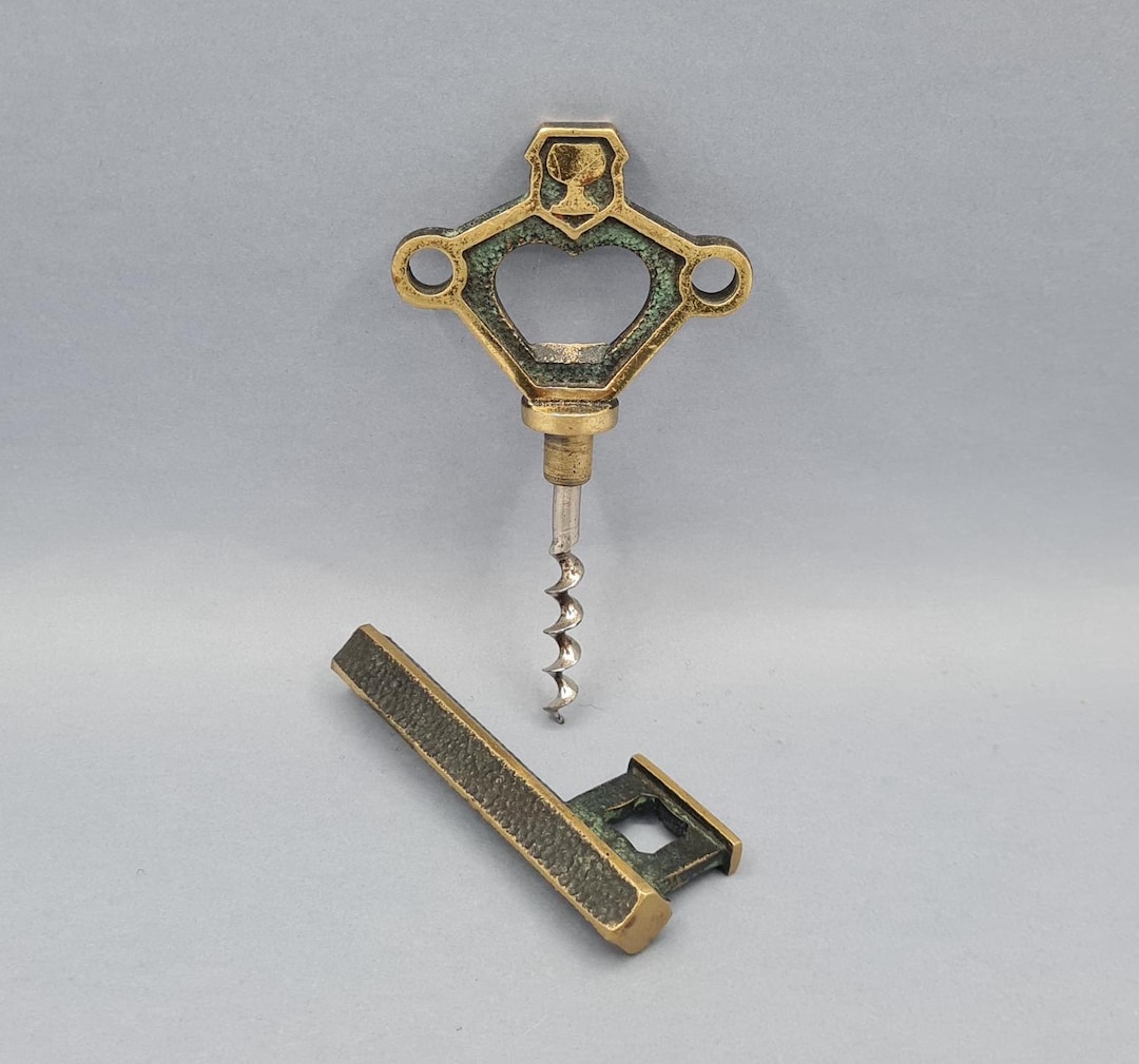 Corkscrew and Bottle Opener, in the Shape of a Key, in Bronze, Wine Art ...