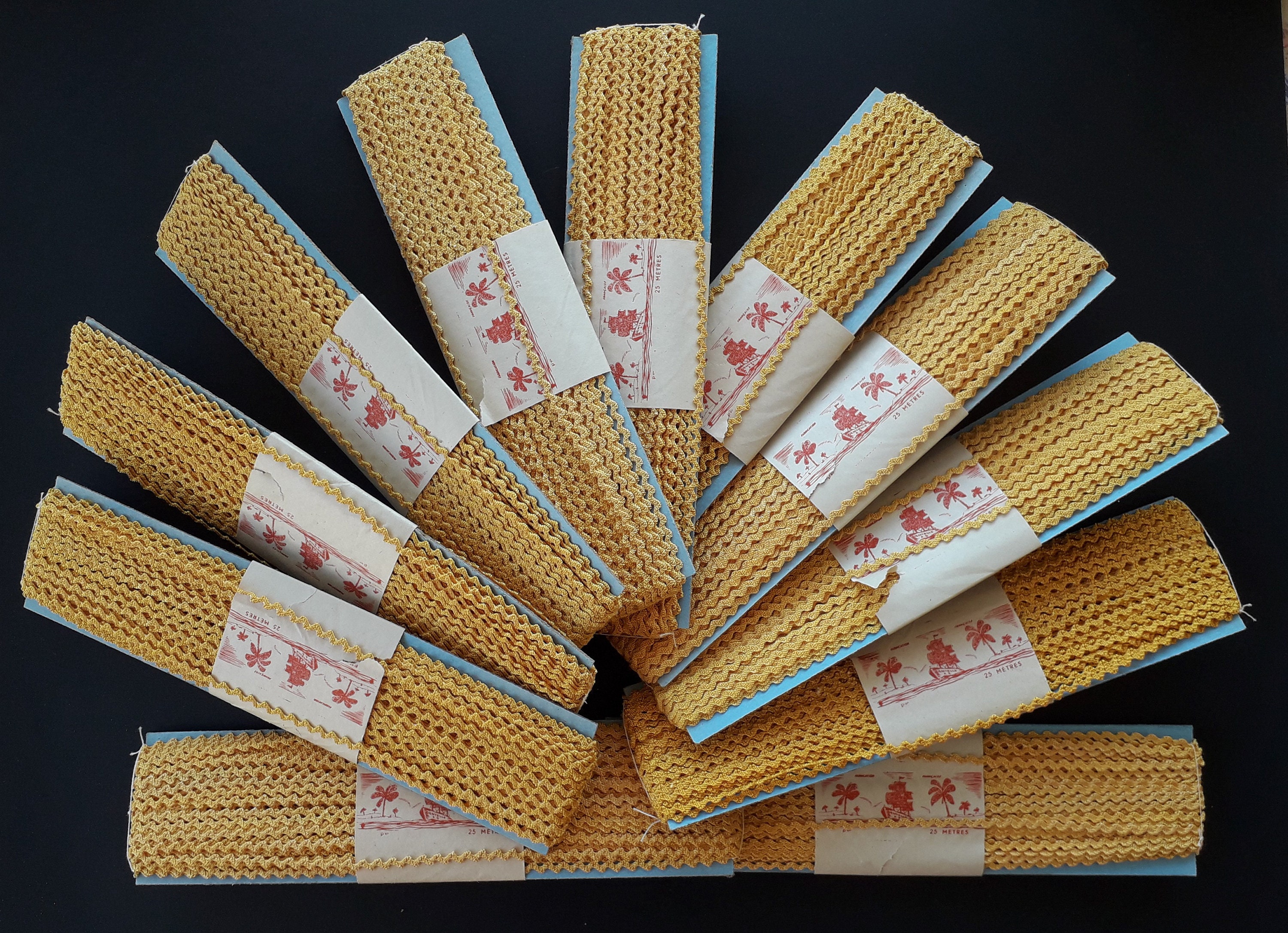 Old Lace Stripe Croquet Zig-zag Serpentine Ribbon Made in - Etsy UK