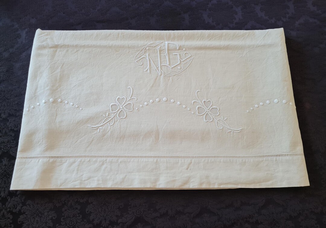 Antique Embroidered Linen Sheet, Beautiful Embroidery of the Numbered ...