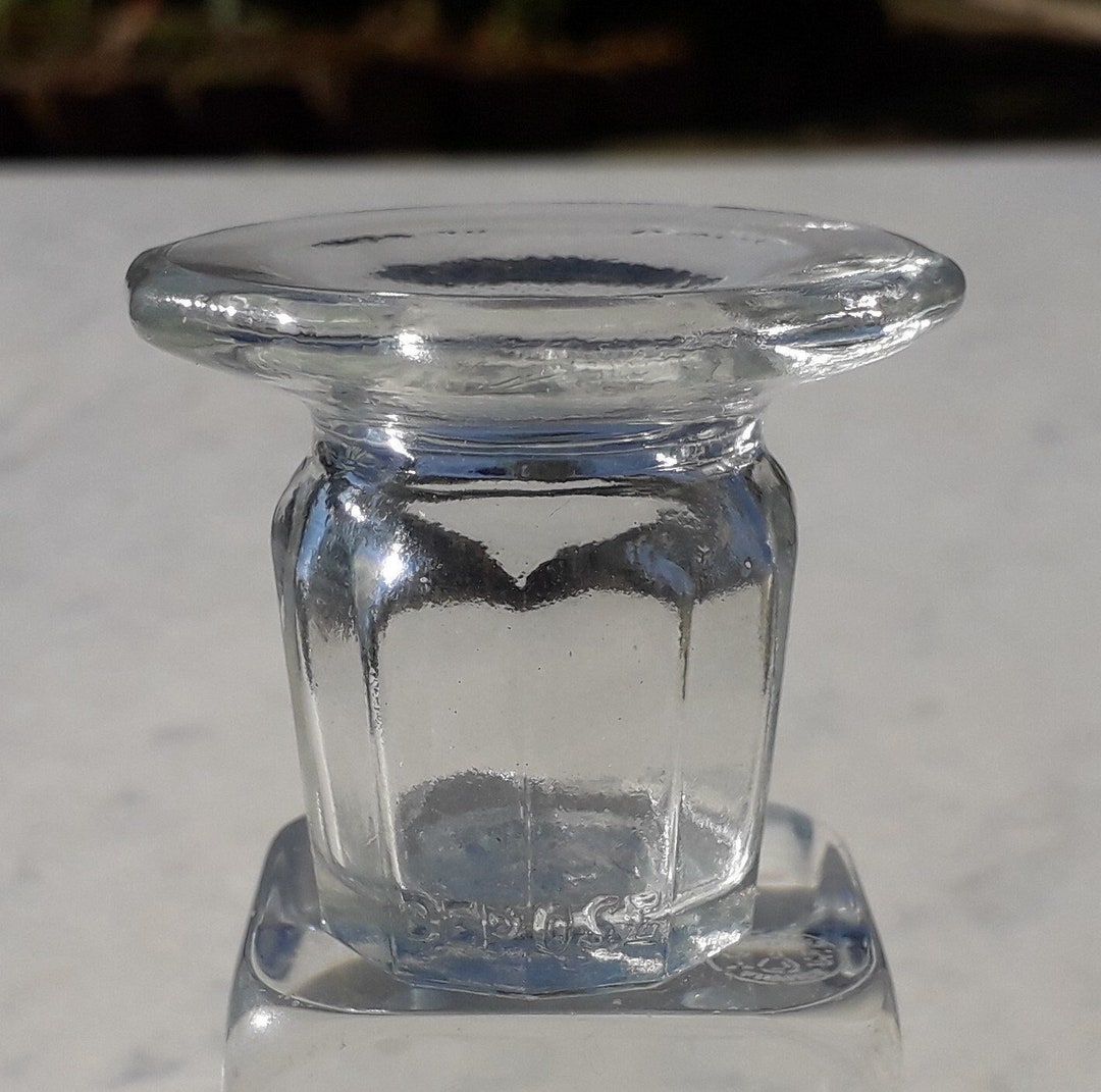 Old School Inkwell, Faceted Pressed-molded Glass, Registered Model E.U ...