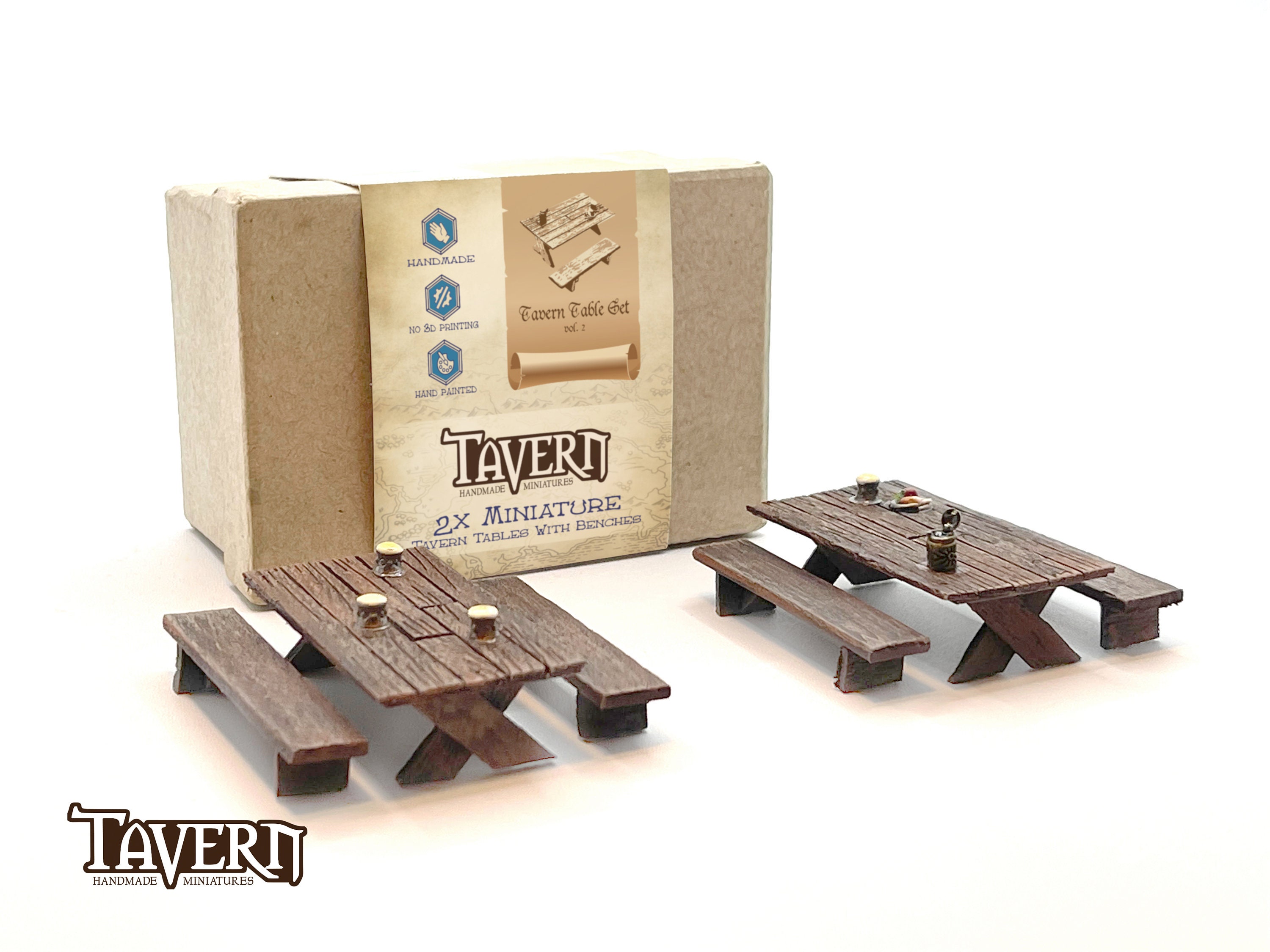 2x Tavern Tables W/benches for TTRPG Table Top Role Playing - Etsy