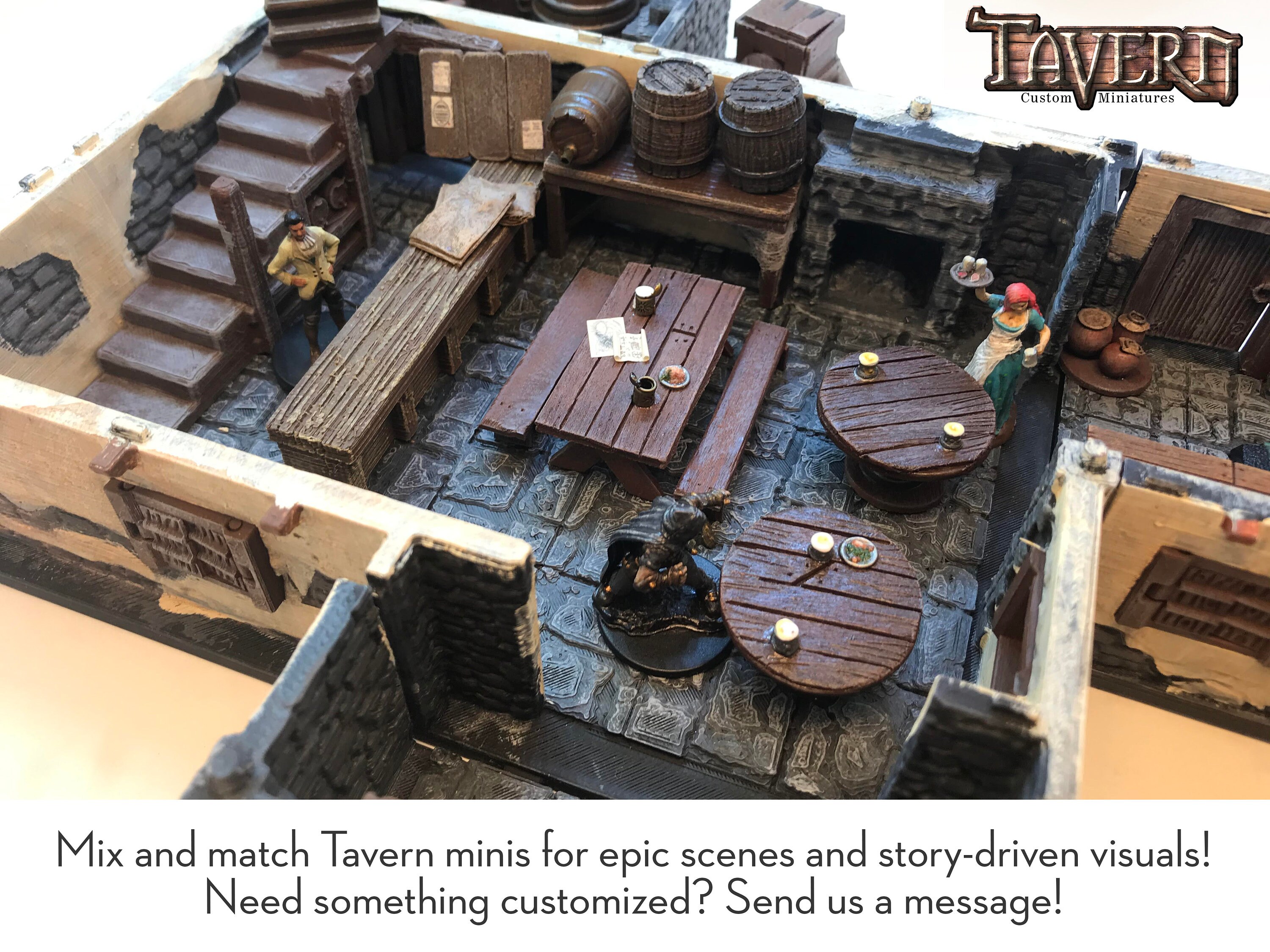 2x Tavern Tables W/benches for TTRPG Table Top Role Playing - Etsy