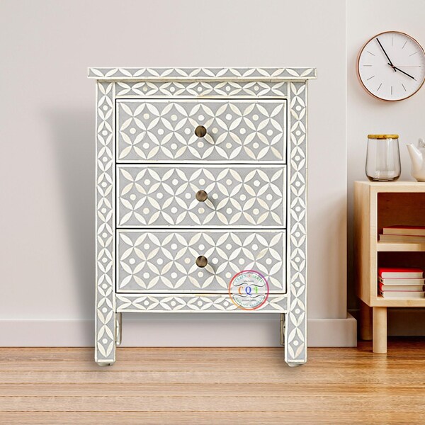Bone Inlay Bedside Table - Etsy