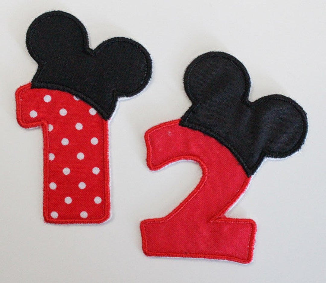 Mouse Ears Number, Birthday Number Patch, Iron on Patch, Embroidery ...