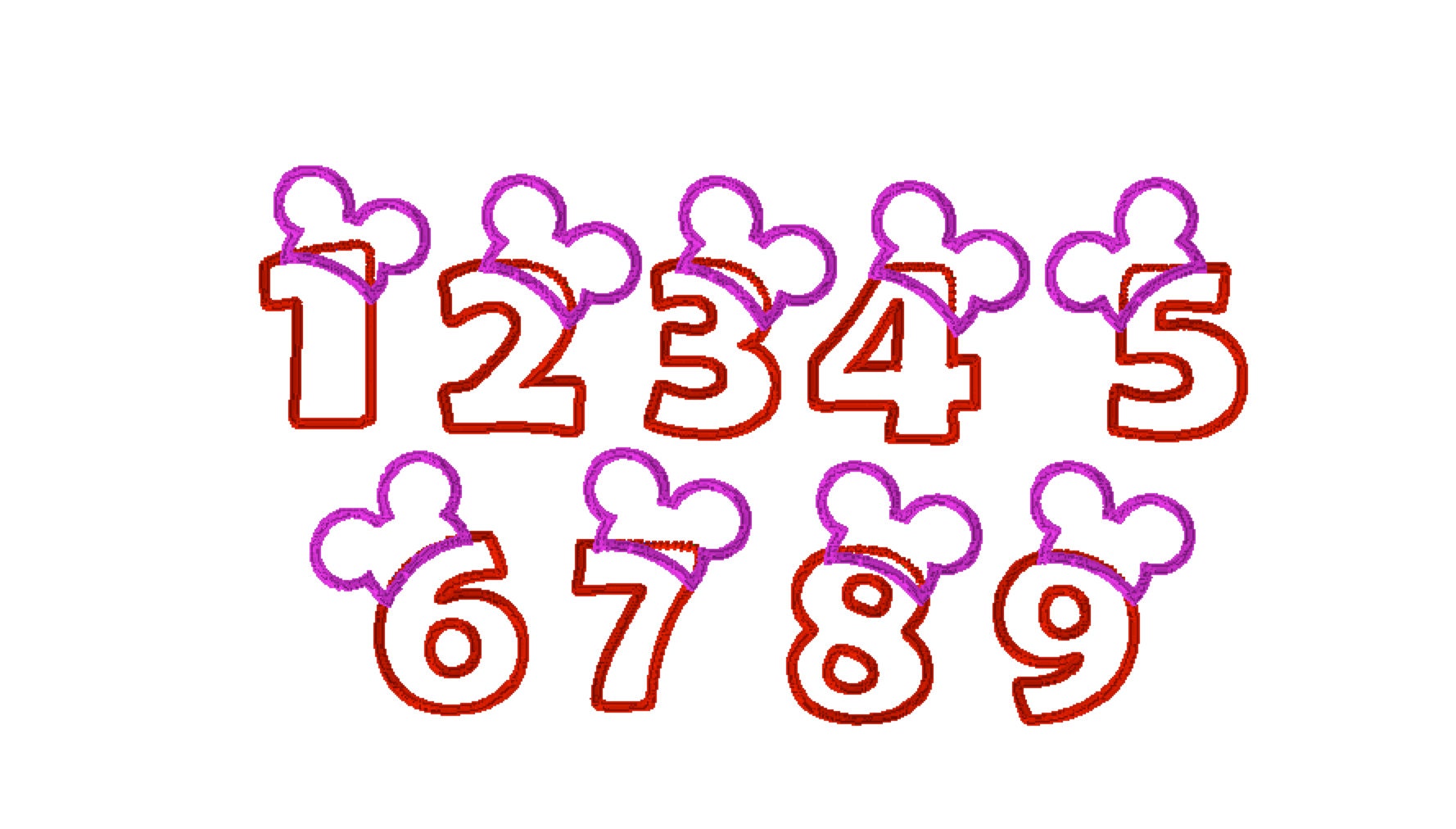 Mouse Ears Number, Birthday Number Patch, Iron on Patch, Embroidery ...