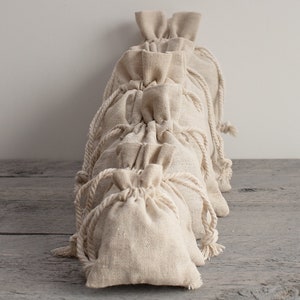 10pcs. Natural Linen Bags, Jewelry Drawstring Bags, Linen Gift Bags ...