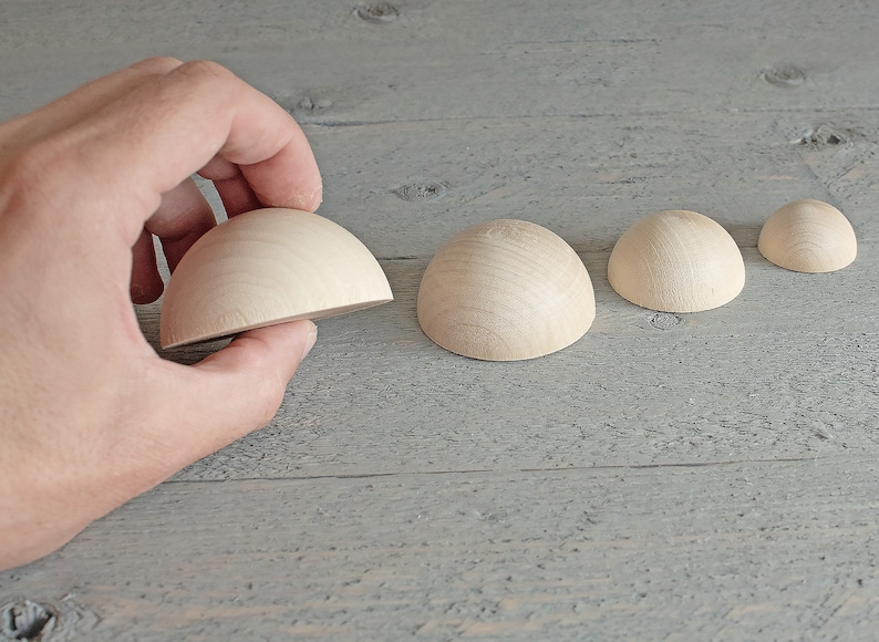 Natural Wooden Half Balls, Unfinished Wood Semicircle, Wood Sphere ...