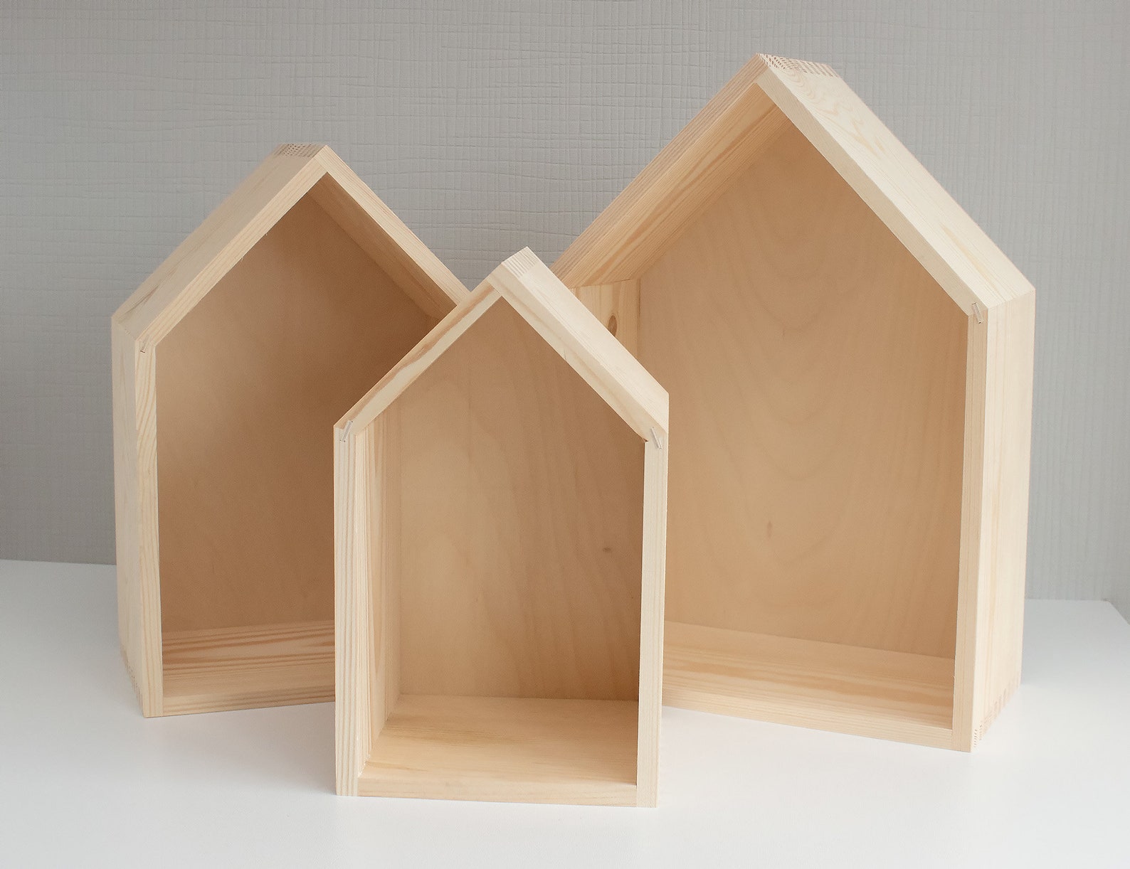 Unfinished Wooden House Shape Shelves Unpainted Wood Shelves - Etsy
