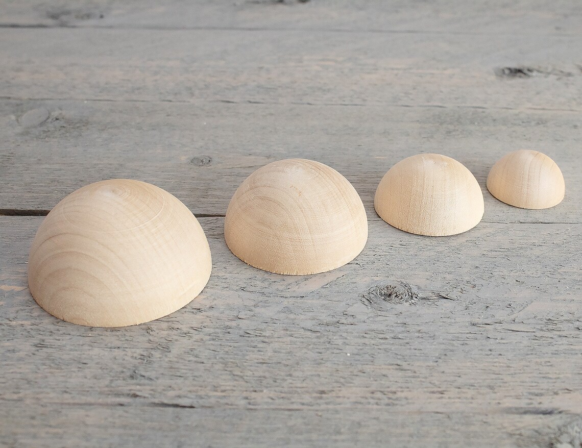 Natural Wooden Half Balls Unfinished Wood Semicircle Wood - Etsy