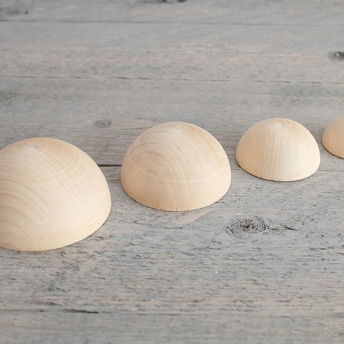 Natural Wooden Half Balls Unfinished Wood Semicircle Wood - Etsy