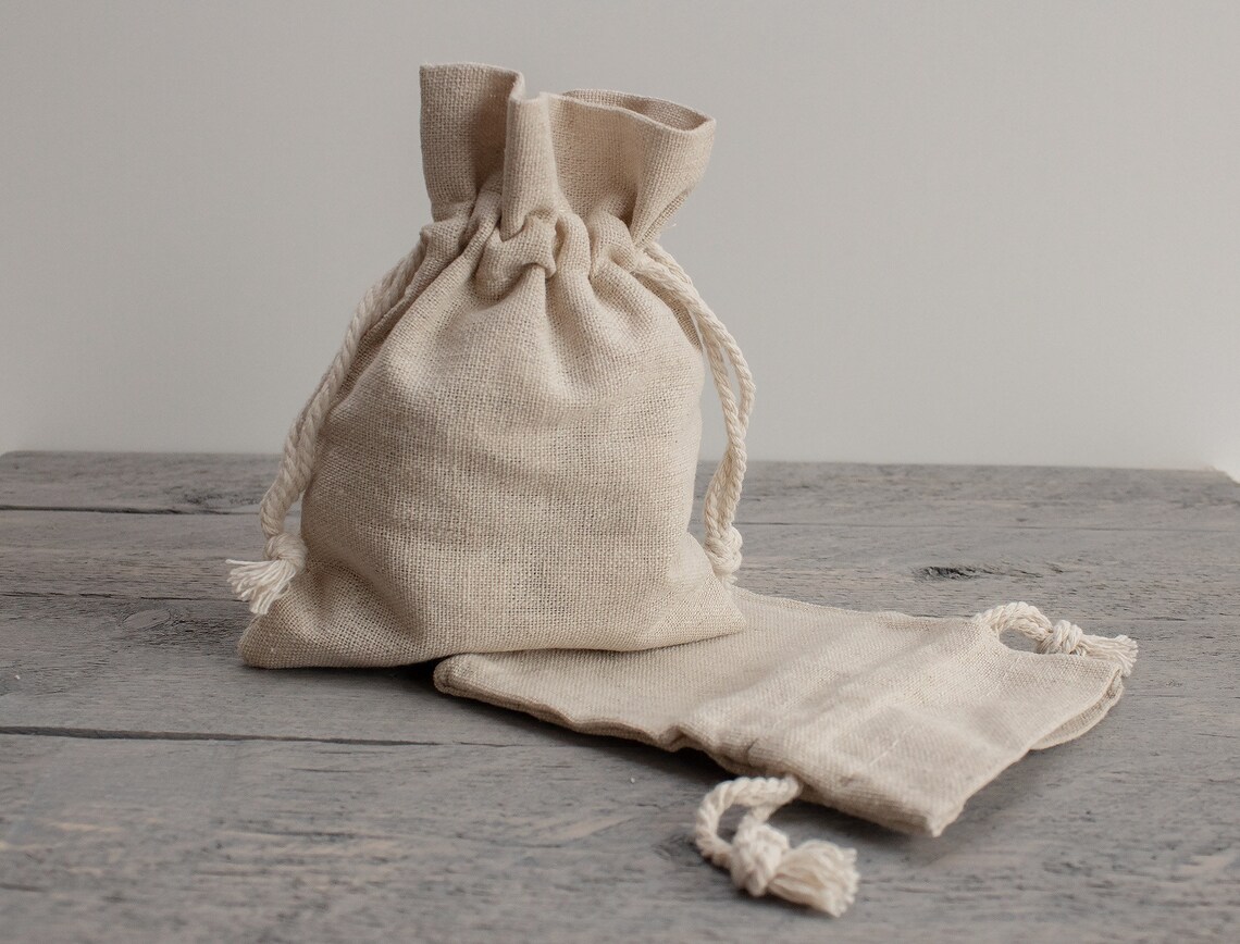 10pcs. Natural Linen Bags Jewelry Drawstring Bags Linen Gift | Etsy