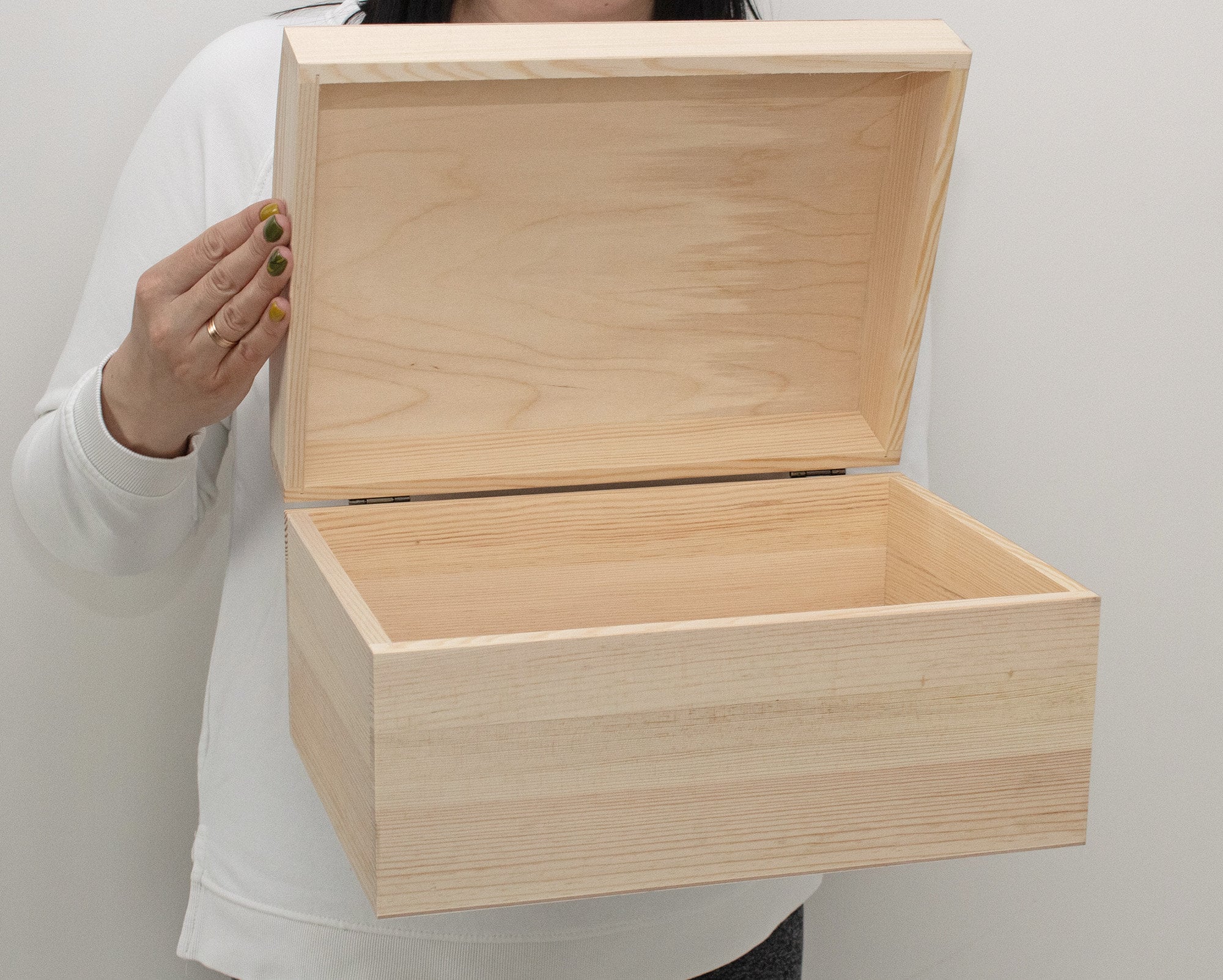 Large Wooden Chest Unfinished Wood Box Unpainted Decoupage | Etsy