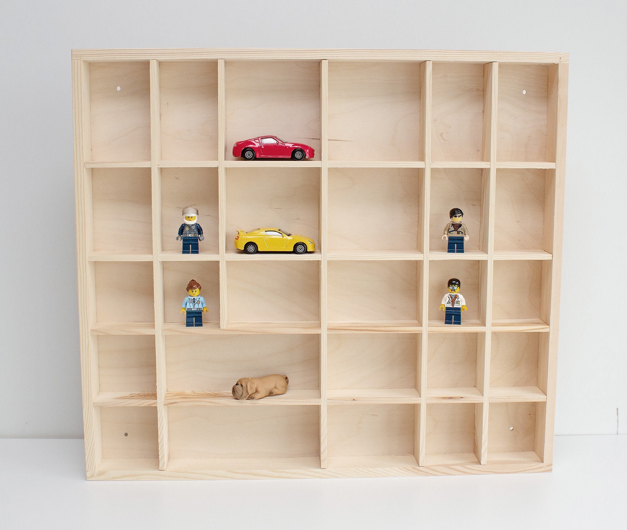 Large Wooden Display Unfinished 28 Compartments Wood Shelf - Etsy