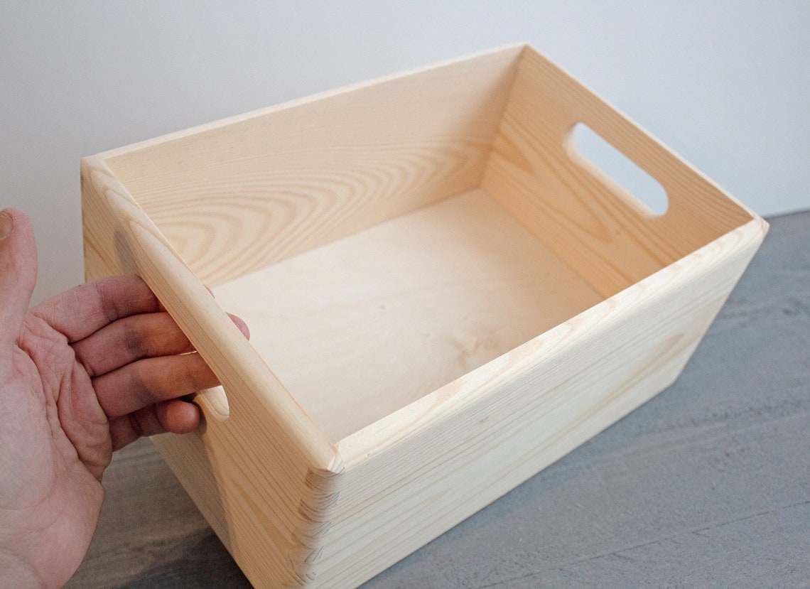 Wooden Storage Box With Handles Unfinished Wood Box - Etsy
