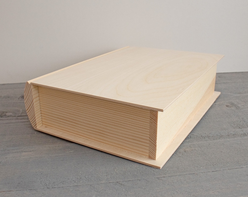 Large Wooden Box Book, Unfinished Wood Box, Wooden Blank Box, Unpainted ...