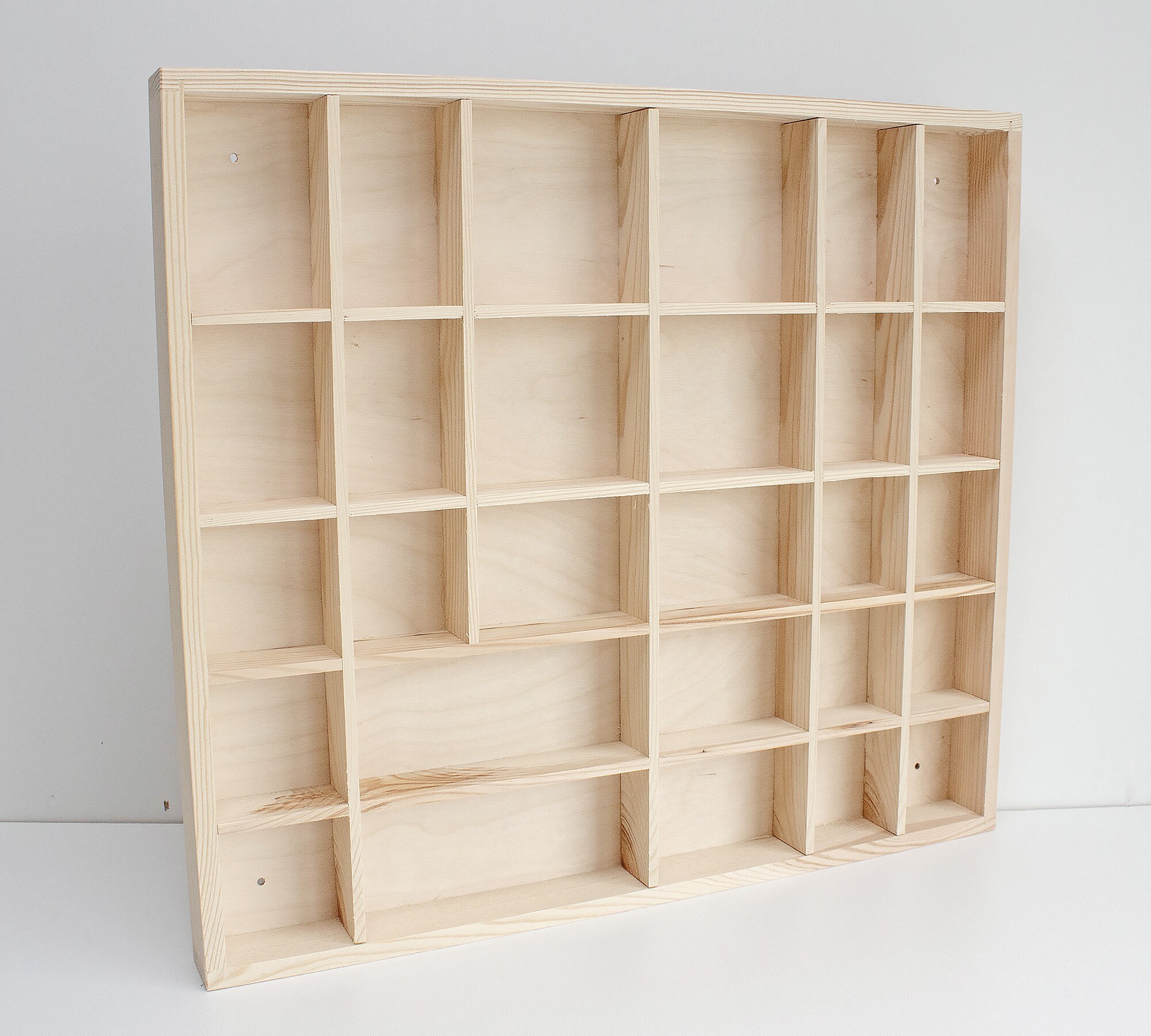 Large Wooden Display Unfinished 28 Compartments Wood Shelf - Etsy
