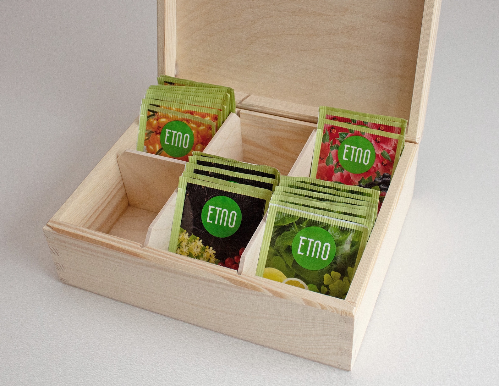 Unfinished Wooden Tea Box, 6 Compartments Tea Box, Unpainted Wood Tea ...
