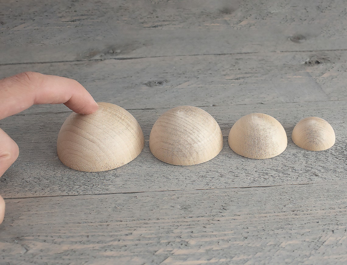 Natural Wooden Half Balls, Unfinished Wood Semicircle, Wood Sphere ...