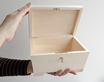 Large Wooden Chest Unfinished Wood Box Unpainted Decoupage | Etsy