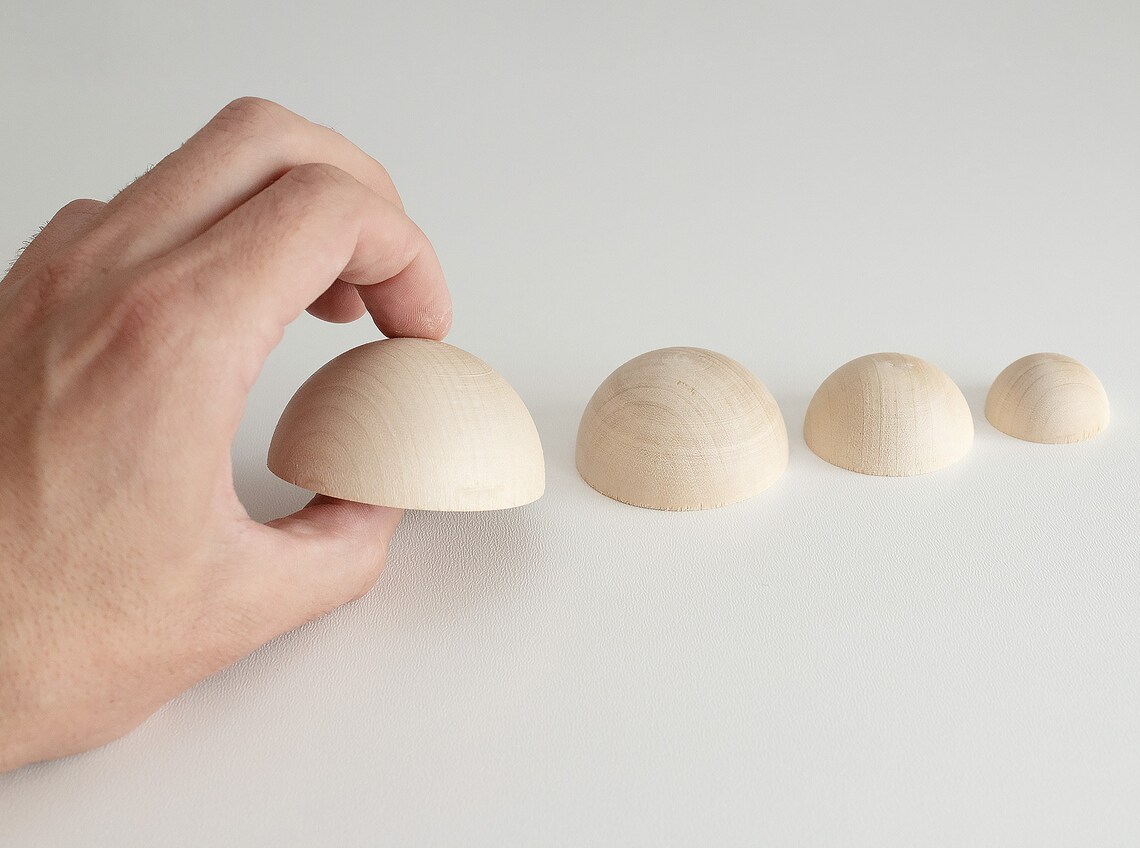 Natural Wooden Half Balls Unfinished Wood Semicircle Wood - Etsy