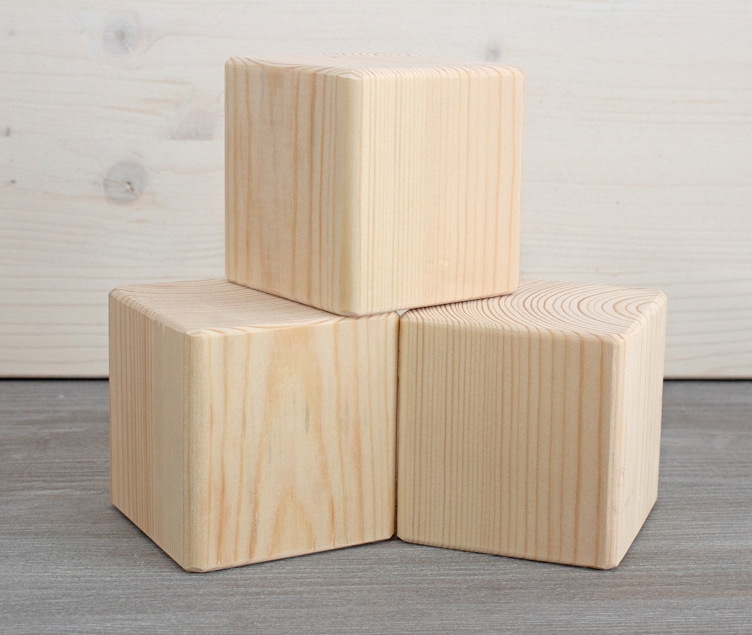 4pcs. Big 7cm Wooden Blocks, Unfinished Wood Cube, Natural Craft Supply ...