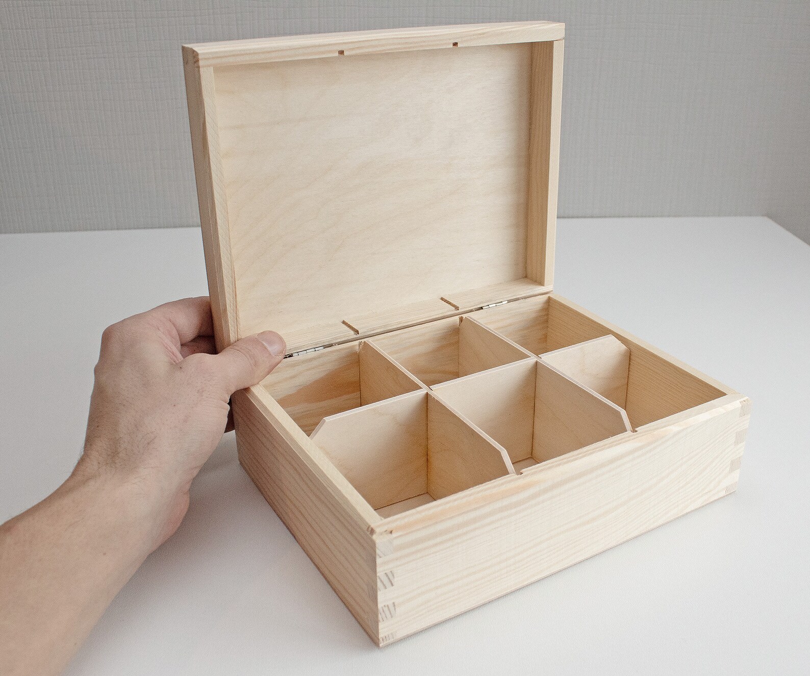 Unfinished Wooden Tea Box 6 Compartments Tea Box Unpainted - Etsy