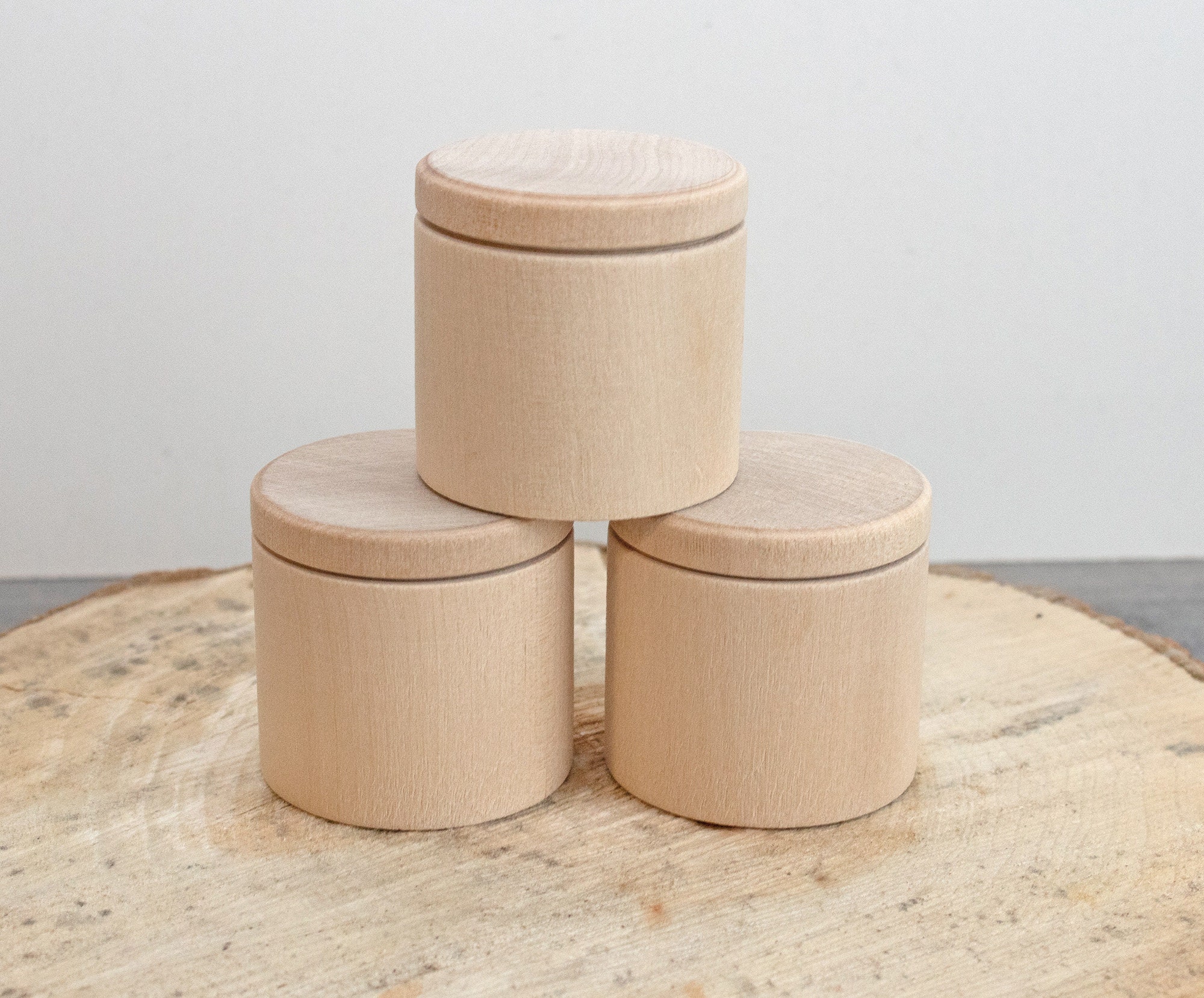 Wood Round Box Unfinished Round Wooden Box Wood Trinket Box | Etsy