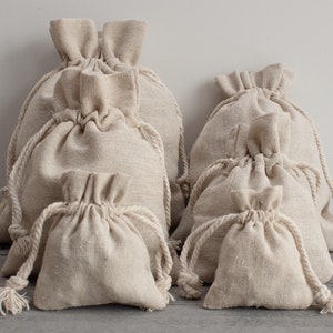 10pcs. Natural Linen Bags, Jewelry Drawstring Bags, Linen Gift Bags ...