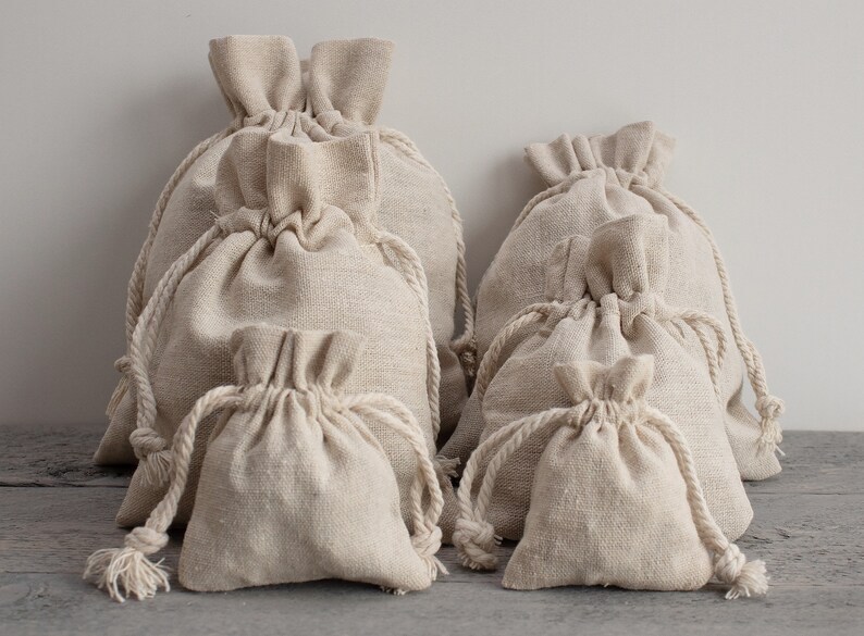 10pcs. Natural Linen Bags Jewelry Drawstring Bags Linen Gift - Etsy