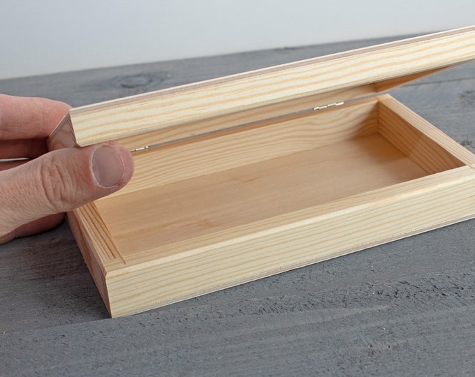 Small Unfinished Wood Box, Unpainted Wooden Box, Wood Storage Box ...