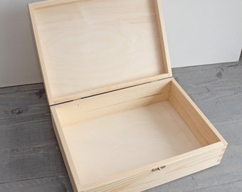 Large Wooden Chest Unfinished Wood Box Unpainted Decoupage | Etsy