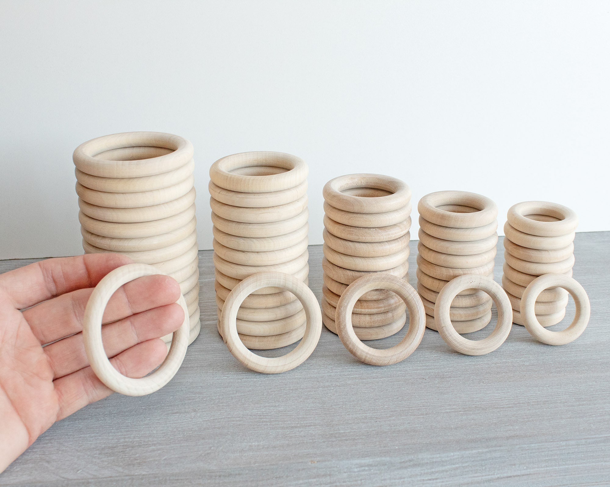 Untreated Solid Wooden Macrame Rings, Natural Unfinished Wood Ring ...