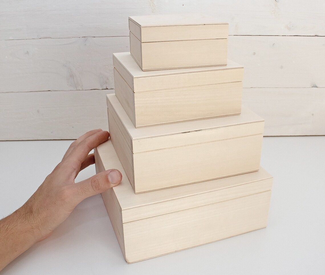 Natural Wooden Box Unfinished Wood Box Jewellery Box - Etsy