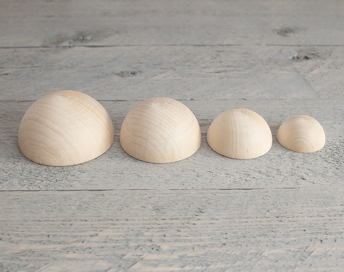 Natural Wooden Half Balls, Unfinished Wood Semicircle, Wood Sphere ...