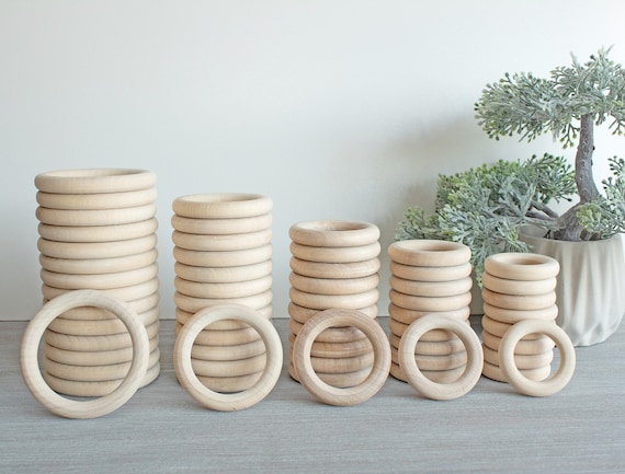 Untreated Solid Wooden Macrame Rings Natural Unfinished Wood | Etsy