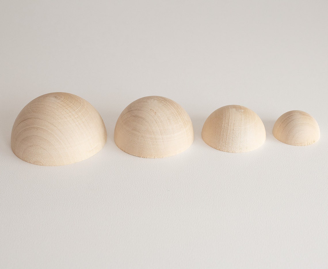 Natural Wooden Half Balls Unfinished Wood Semicircle Wood - Etsy