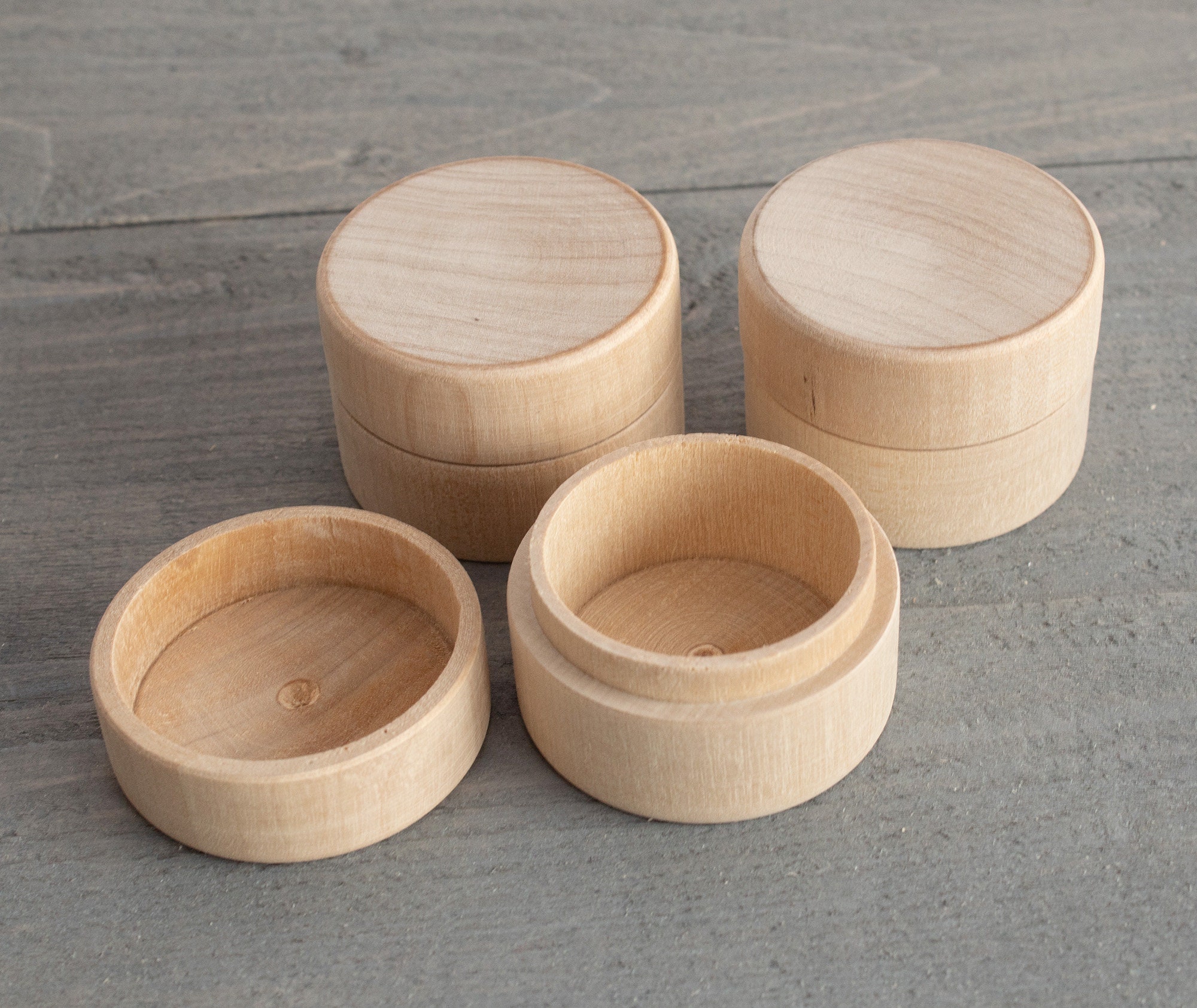 3x Wooden Ring Box'es 5x35cm Small Round Wood Box | Etsy