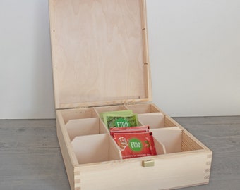 Unfinished Wooden Tea Box 6 Compartments Tea Box Unpainted - Etsy