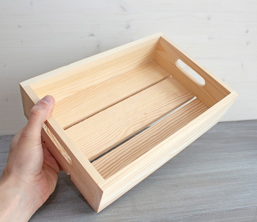 Wooden Tray, Wood Box With Handles, Wood Serving Tray, Multifunctional ...