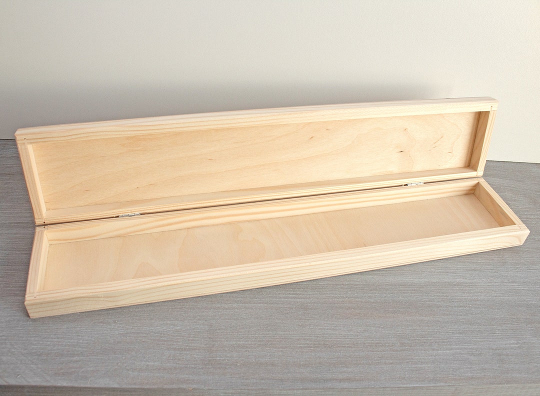 Plain Wooden Long Box, Unfinished Wooden Box Storage, Decoupage Box - Etsy