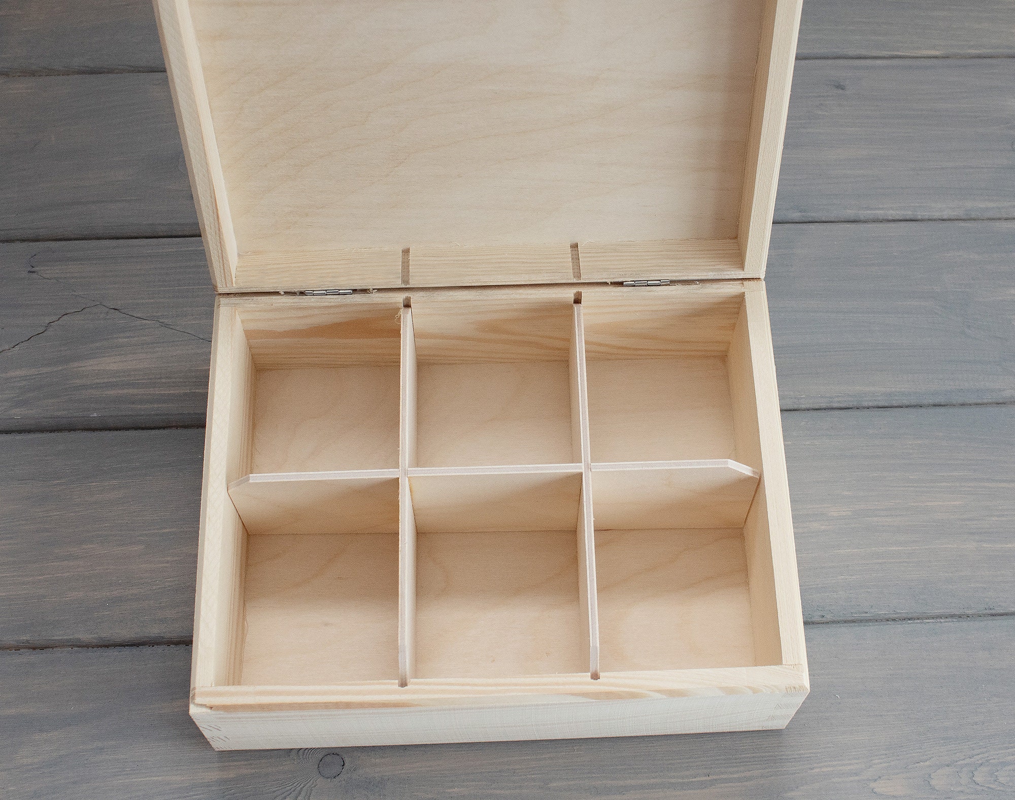 Unfinished Wooden Tea Box 6 Compartments Tea Box Unpainted - Etsy
