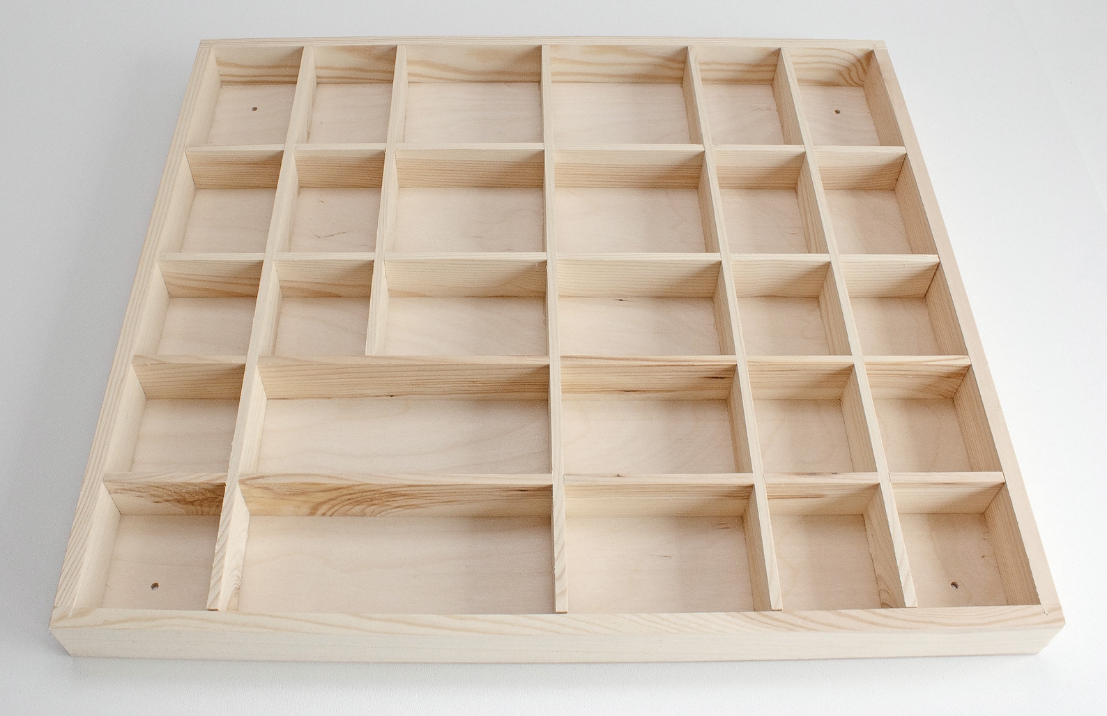 Large Wooden Display Unfinished 28 Compartments Wood Shelf - Etsy